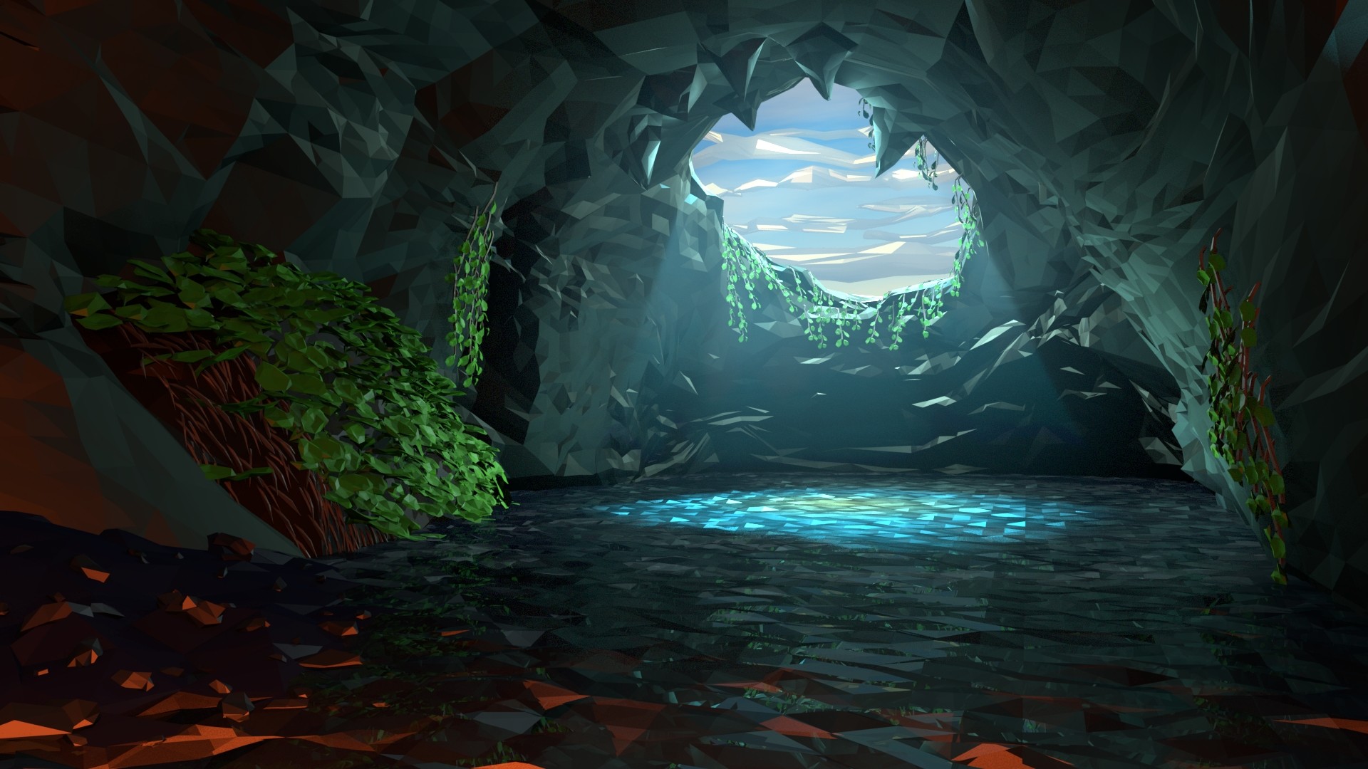 ArtStation - Lowpoly underground lake