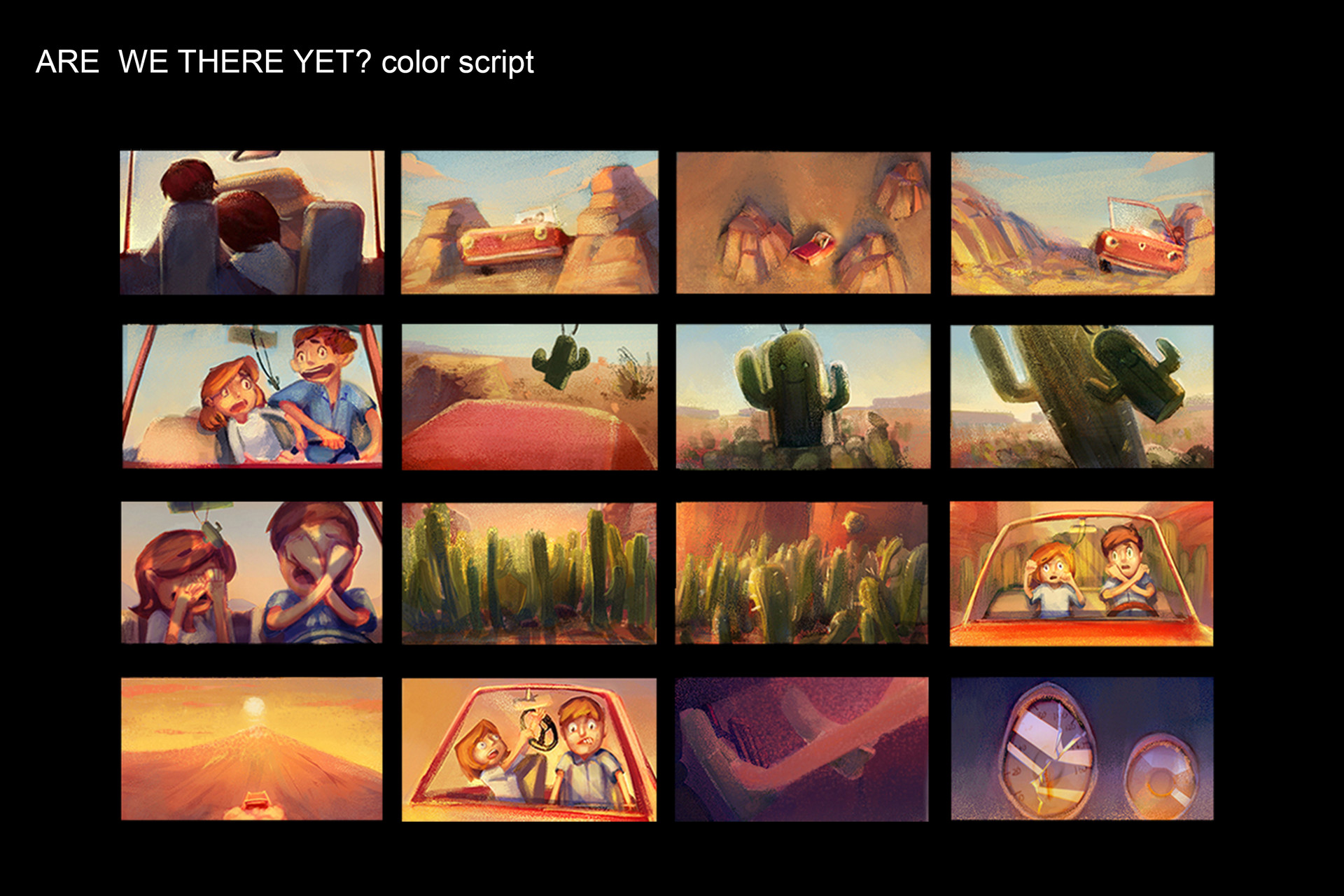 Vian Teow - ARE WE THERE YET? color script, storyboards, and animatic