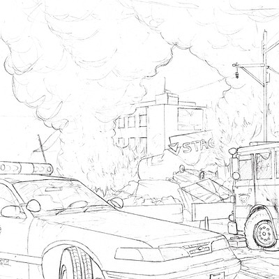 City On Fire Drawing