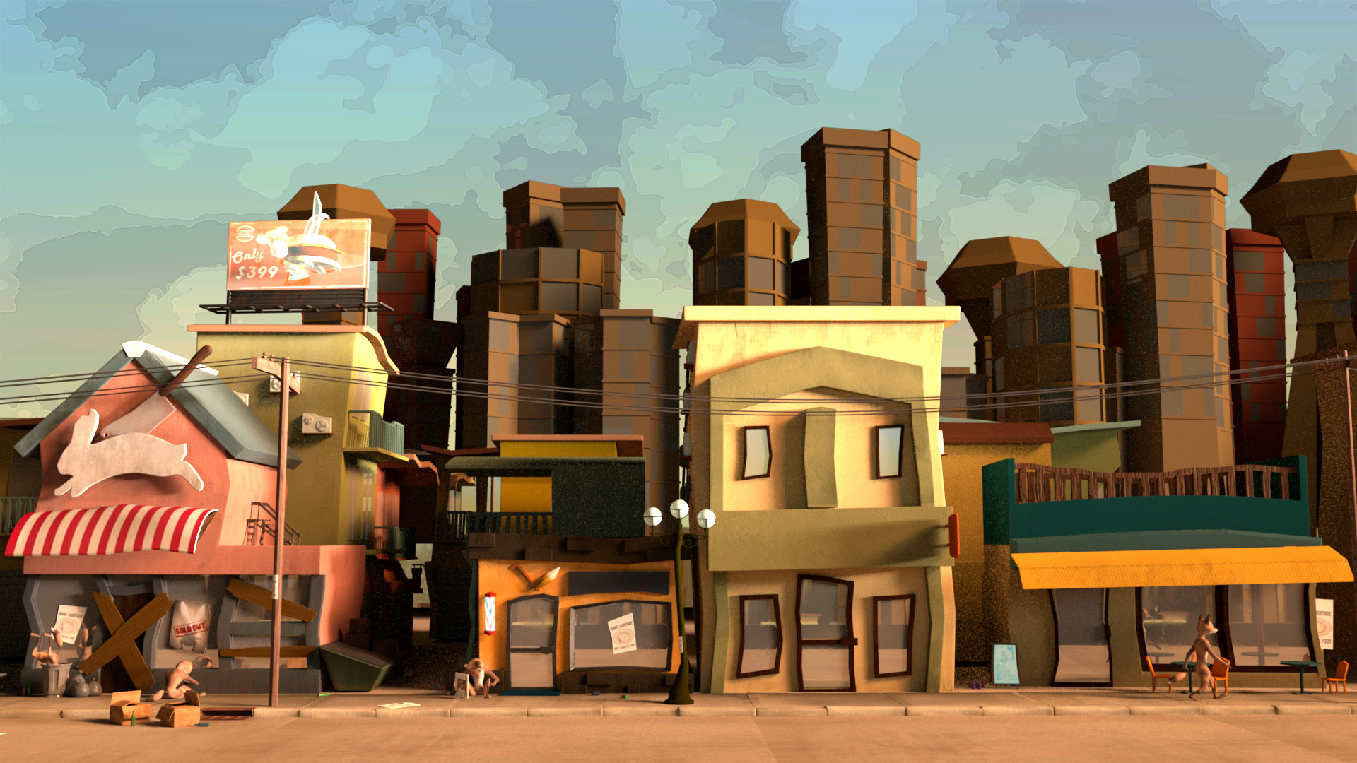 ArtStation - Outfoxed - Animated feature film (2018). Town buildings ...