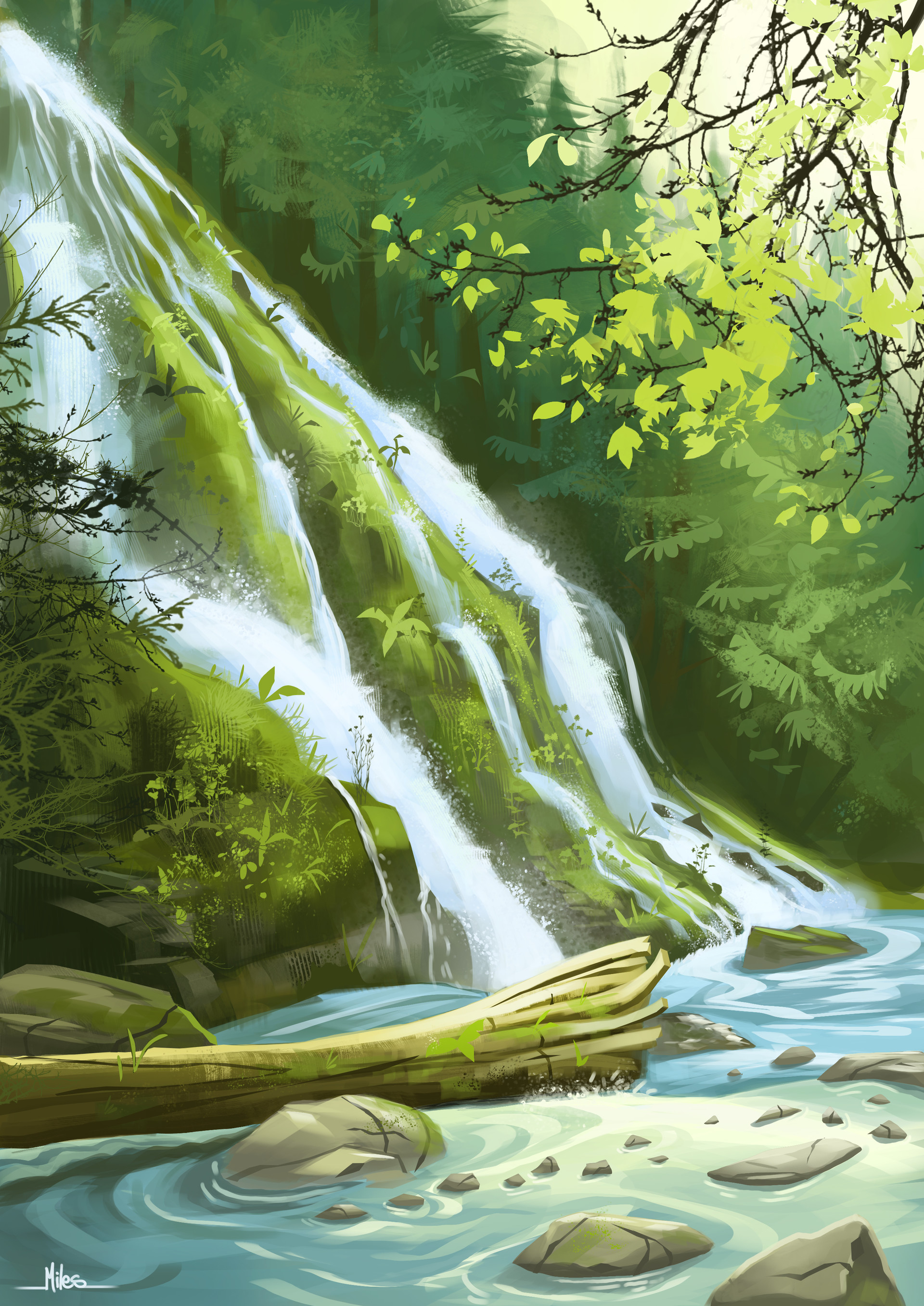 ArtStation - Waterfall Study