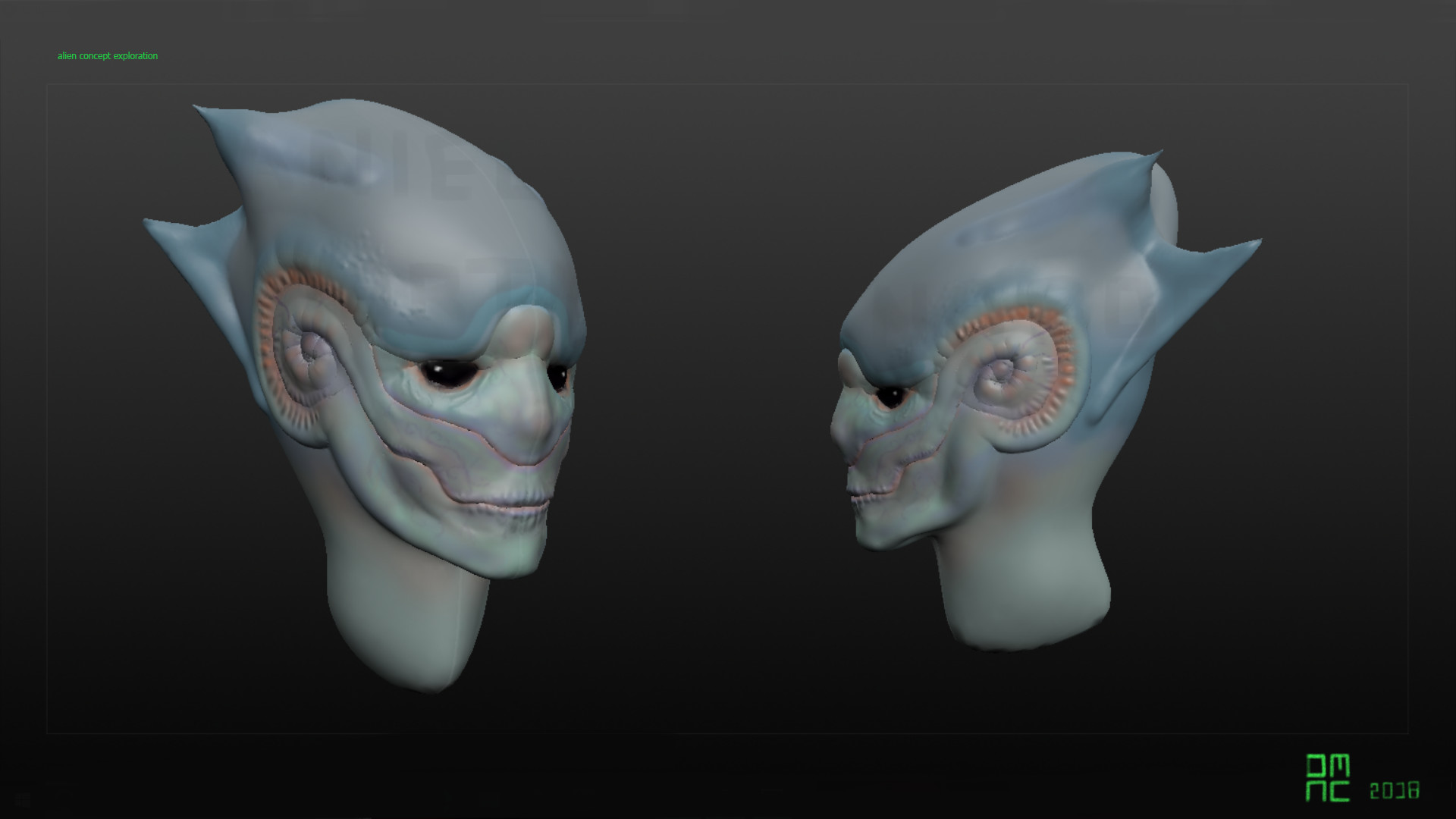 ArtStation - Alien Head 3D Concept Sketch