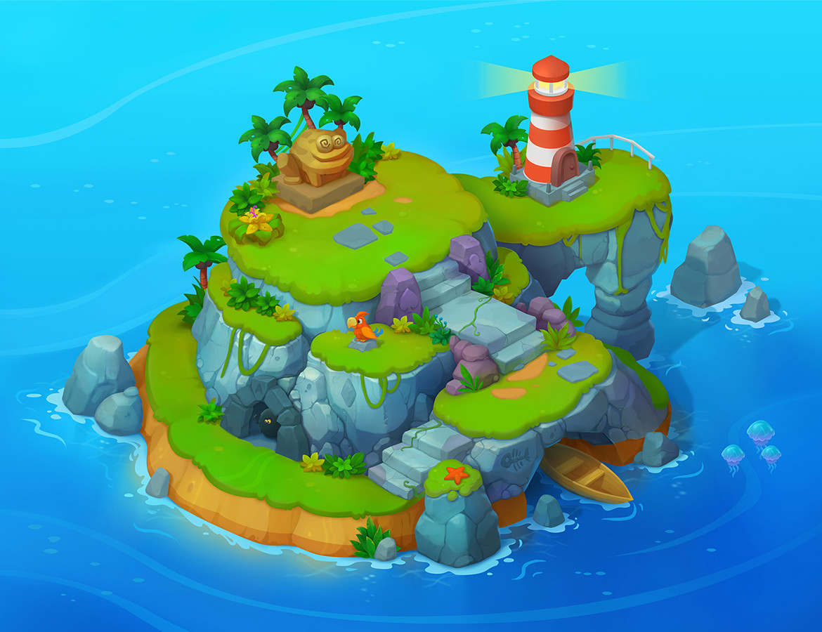 ArtStation - Isometric Islands for Solitaire Dash