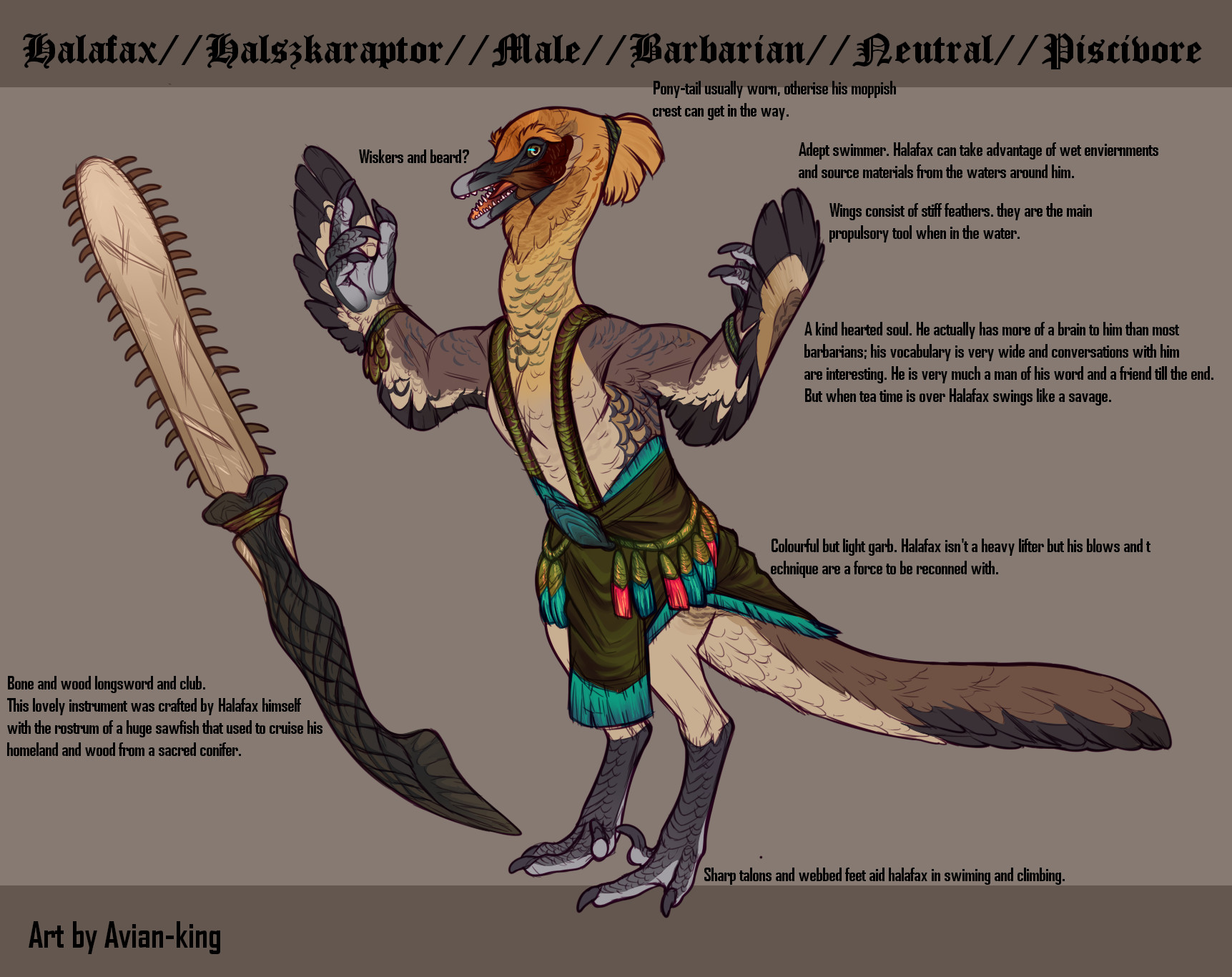 Avian-King (NO NFTS/AI) - Halszaraptor character redesigned