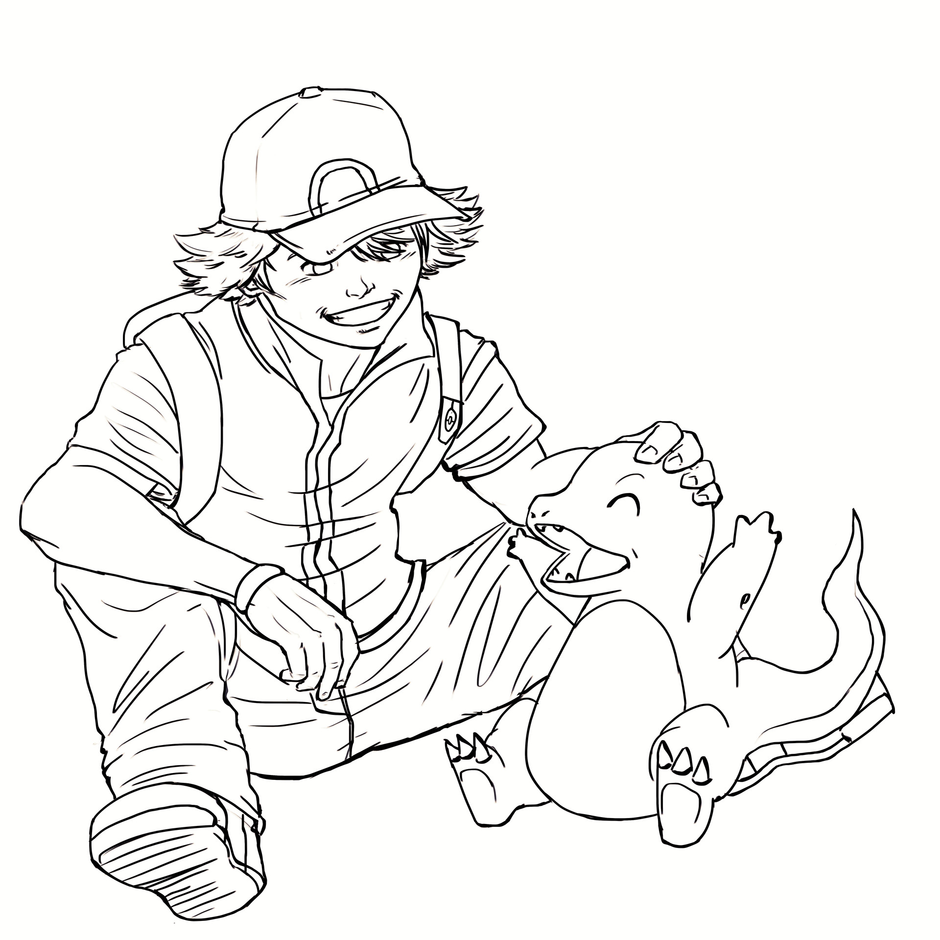 pokemon trainer red coloring pages
