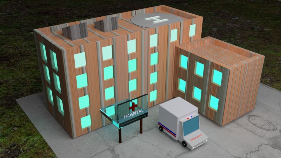 ArtStation - Low Poly Hospital Model with Blender.
