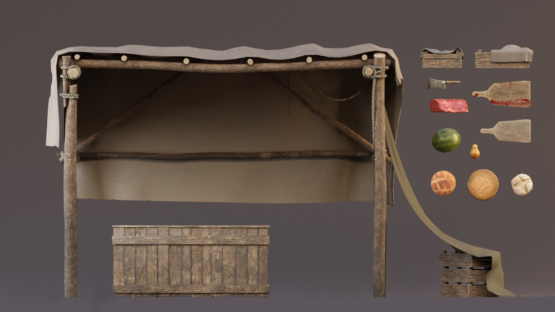 Claudio Naviglio - The Medieval Market Stall low-poly