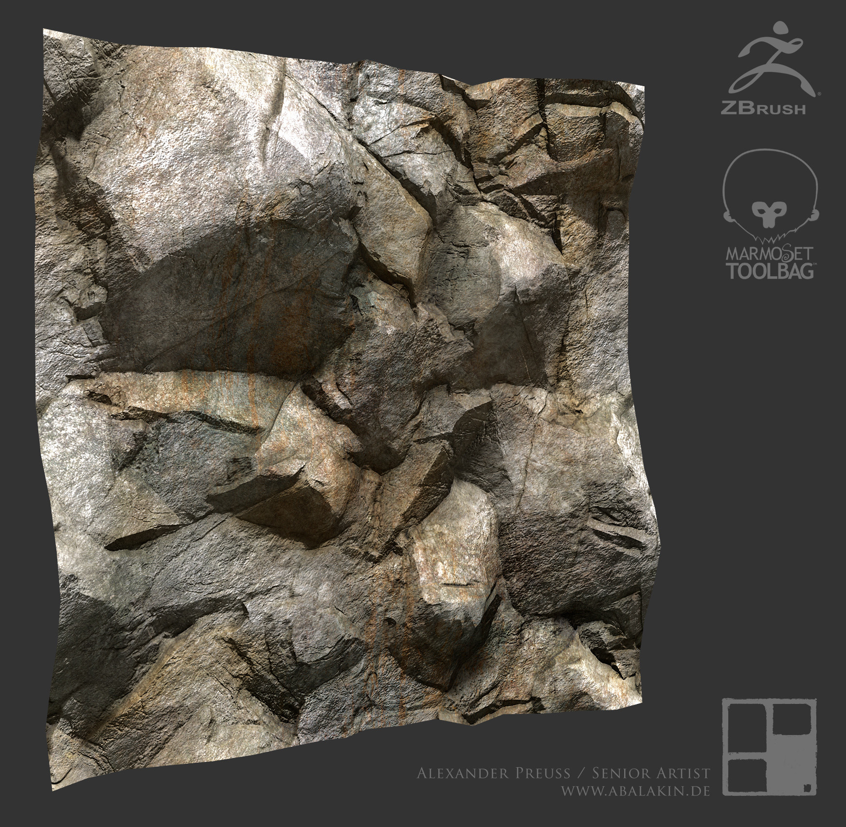 ArtStation - ROCK MATERIAL 01 - tileable 4k texture set