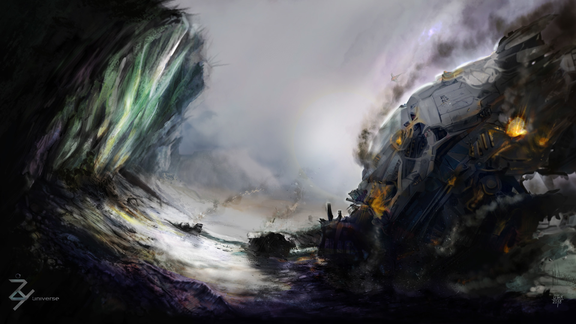 ArtStation - Spaceship Crash. Сoncept art for ZY Universe