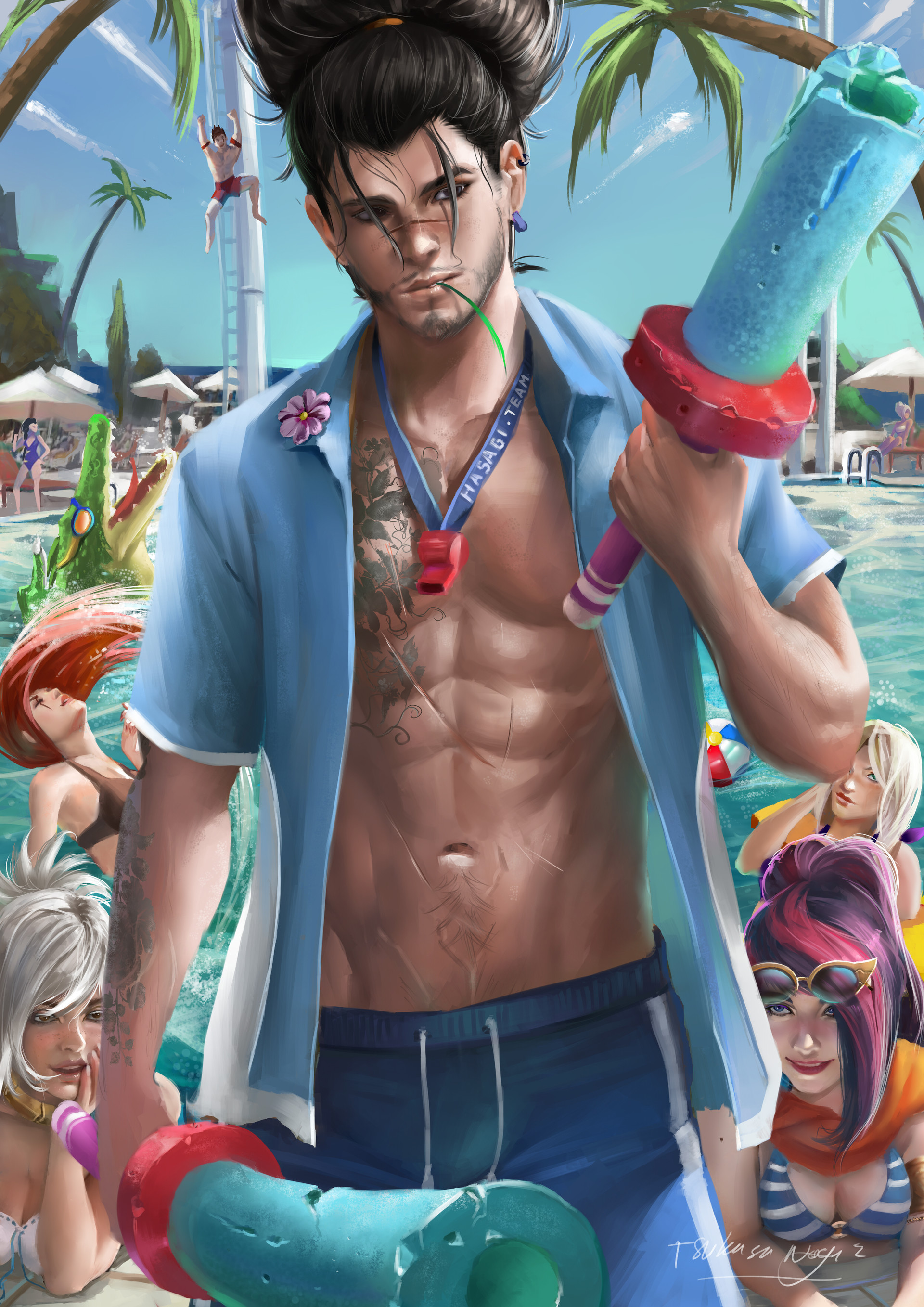 ArtStation - Pool harem party yasuo