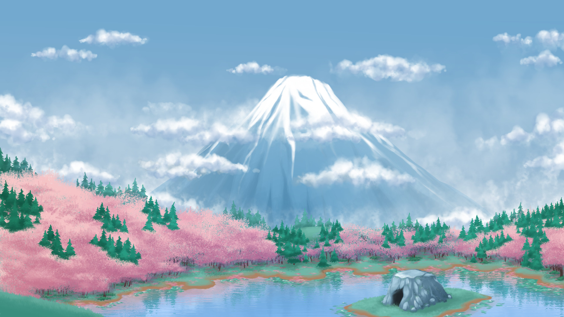 ArtStation - Japanese Spring Lake
