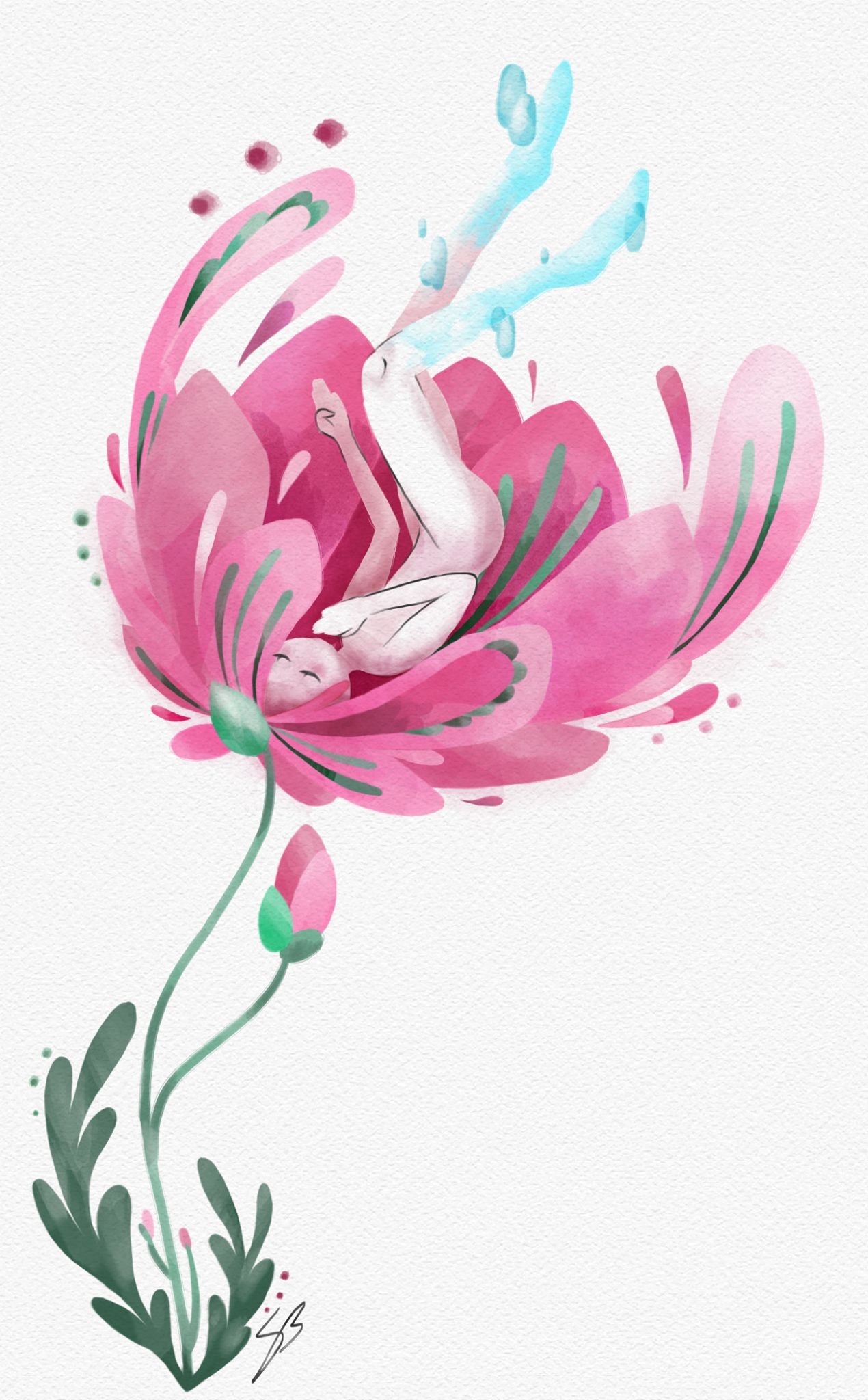 ArtStation - Lotus Girl - Watercolor