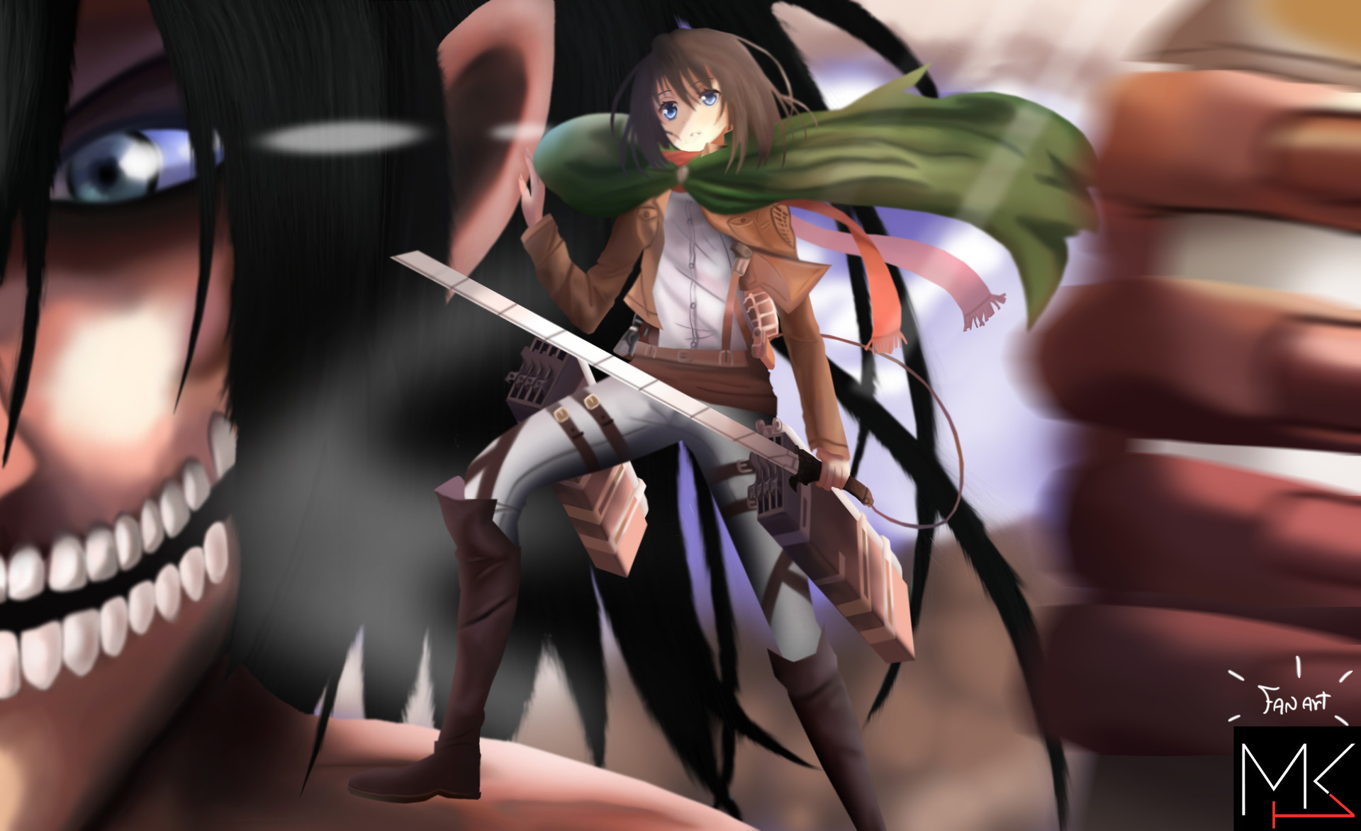 ArtStation - Eren and Mikasa Fan Art