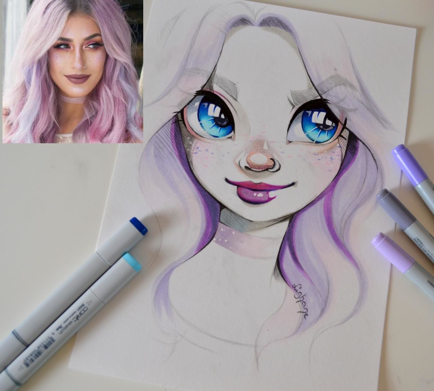 ArtStation - Violet / Portrait Series / Copic Marker