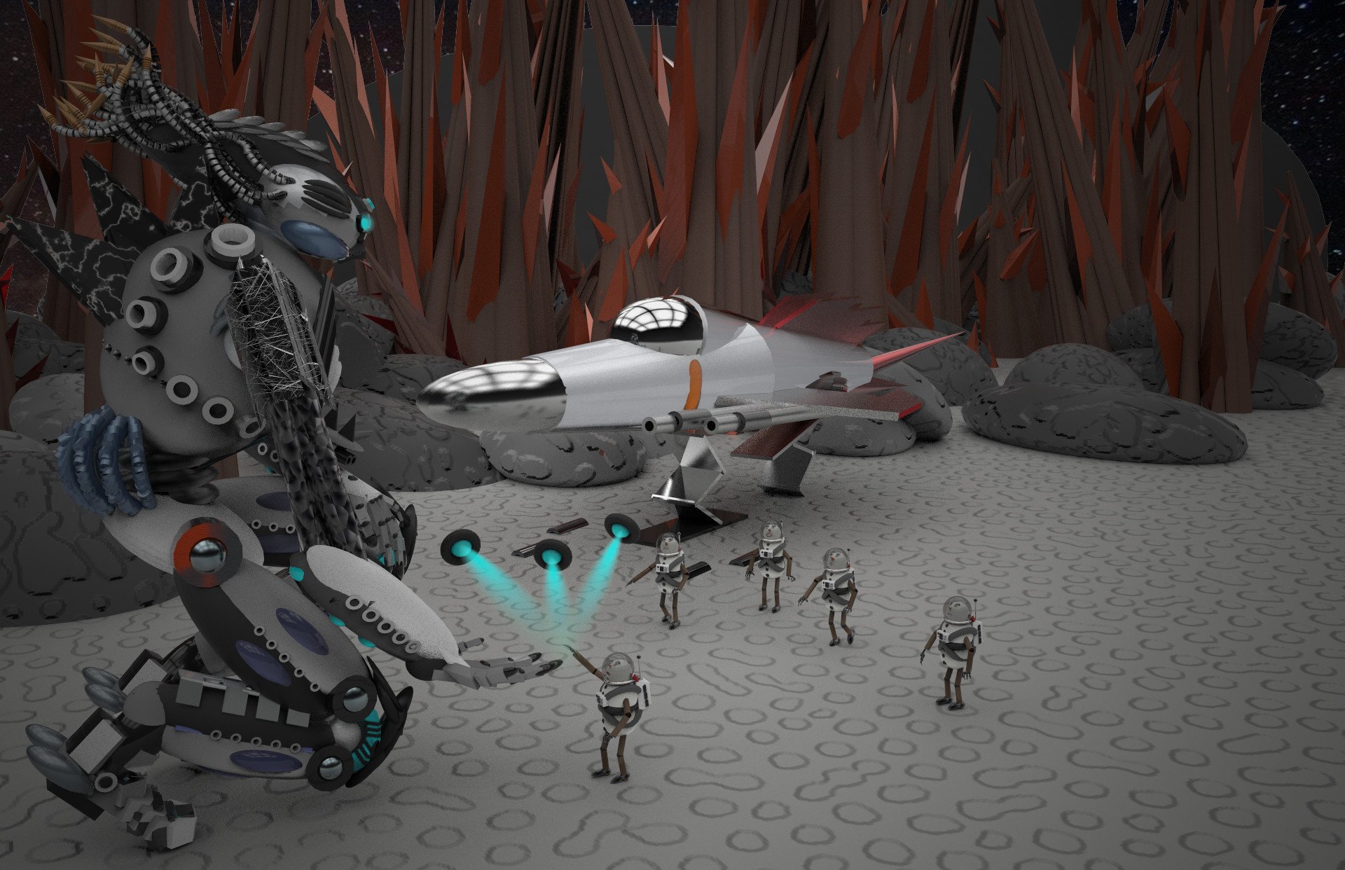 ArtStation - Snowman astronauts and a giant Robot