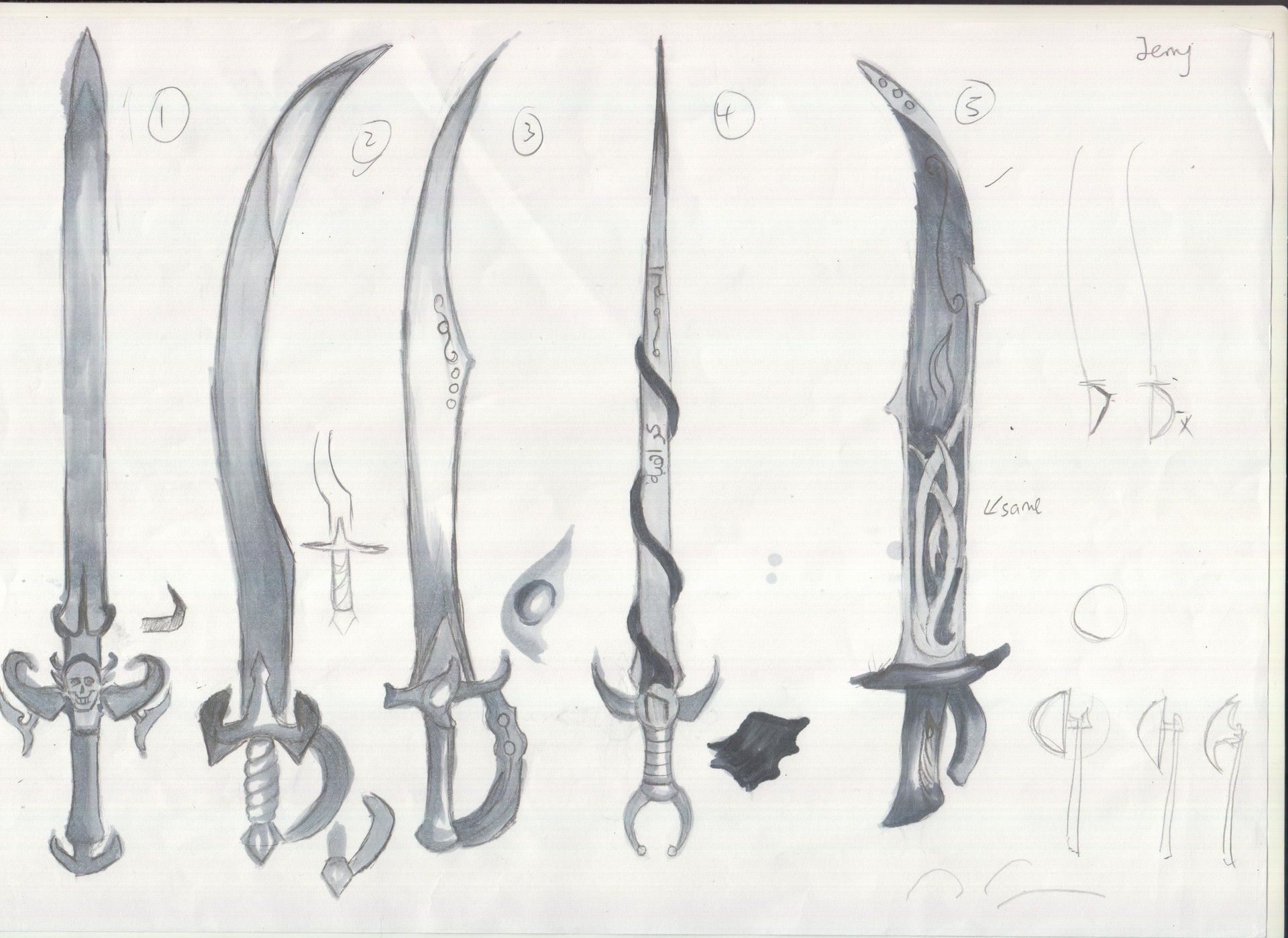 Jerry Aw - Weapon Concepts - Medieval Fantasy