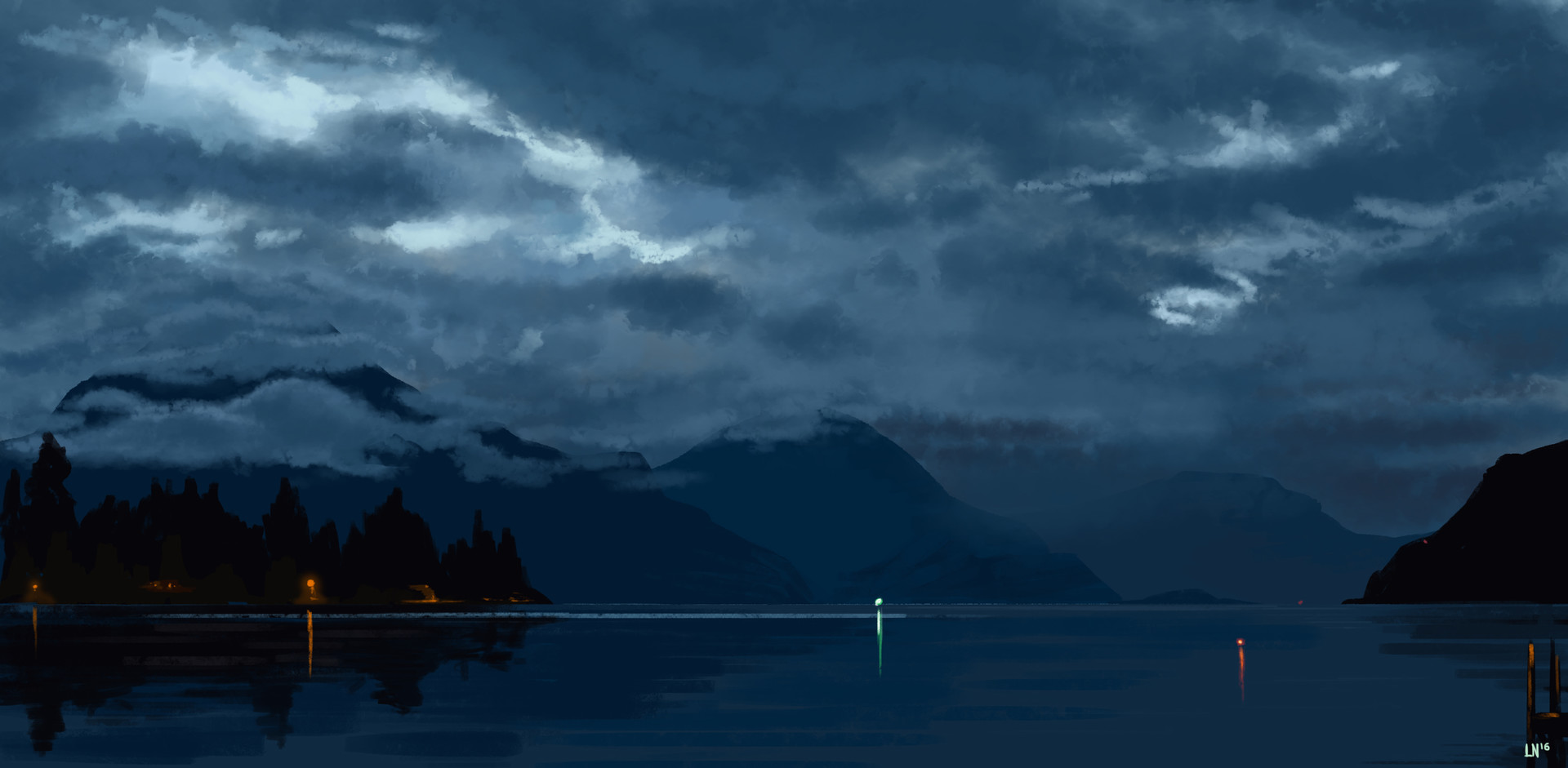 ArtStation - Night Time Lake Study (2016)