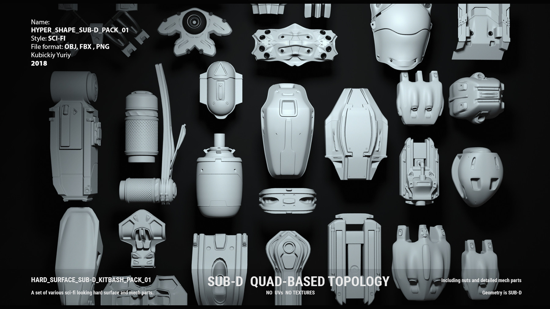 ArtStation - HARD_SURFACE_SUB-D_KITBASH_PACK_01