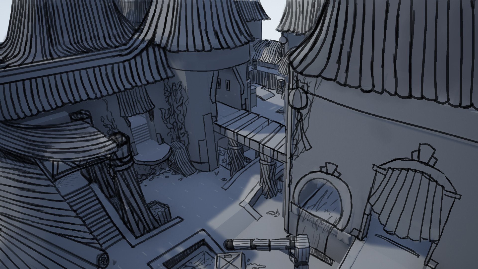 Kim de Graaf - Environment Concept Iteration sketches - 1