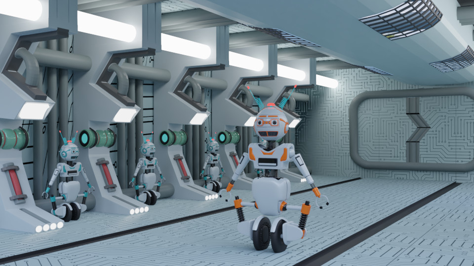 ArtStation - Robots in a Sci-Fi Room