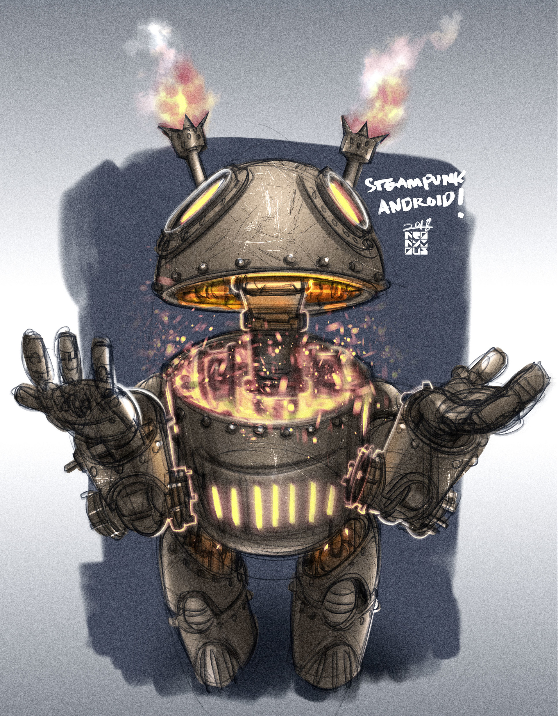 ArtStation - Steampunk Android!