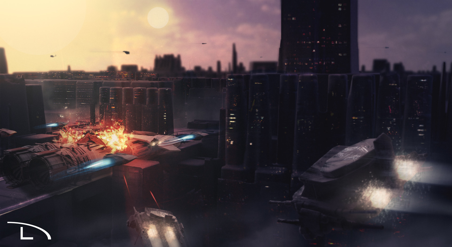 ArtStation - Concept: Attack on heavy spaceship