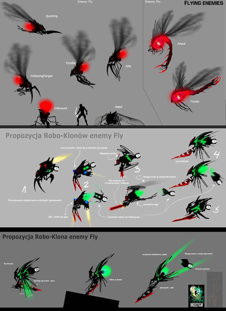 ArtStation - Insection - flying enemies concept art & sprites