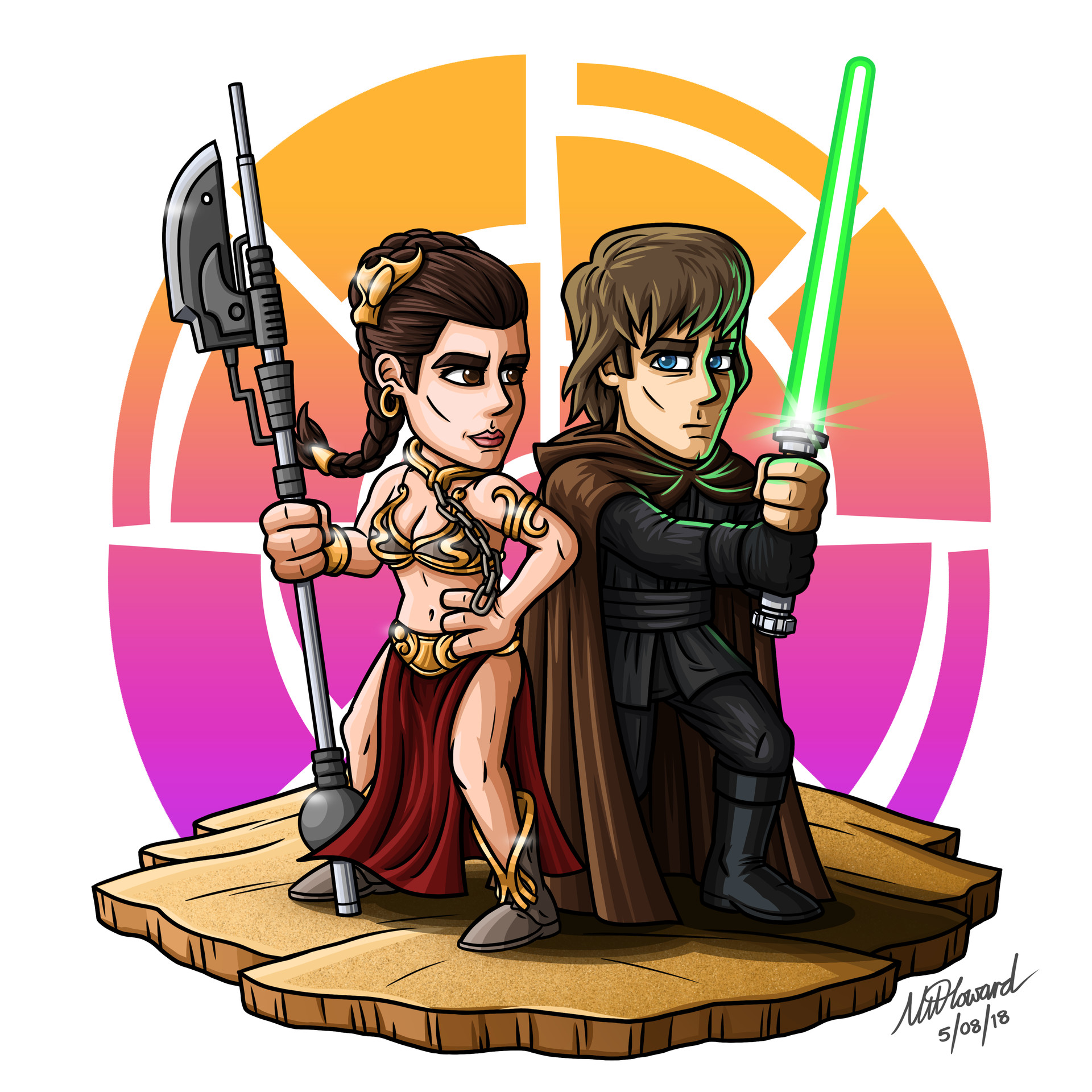 Artstation Slave Leia And Luke Skywalker