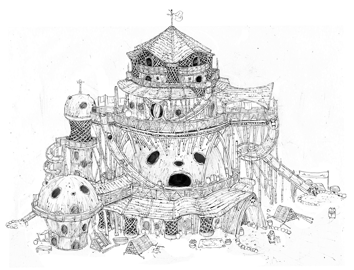 ArtStation - sketch design ( panda house )