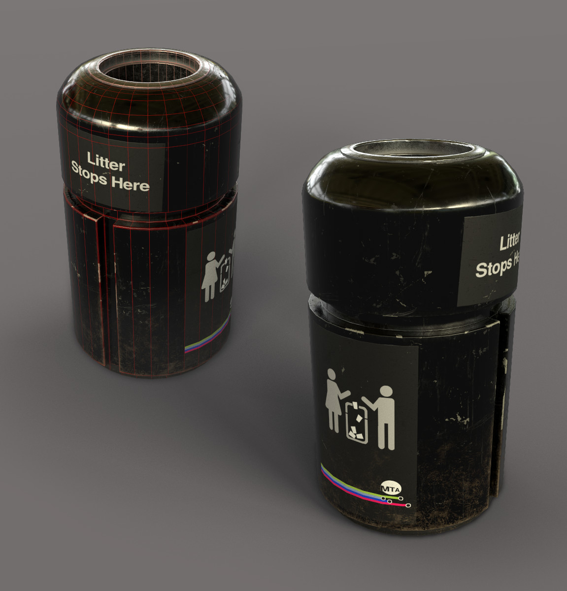 ArtStation - NYC Subway Trash Can