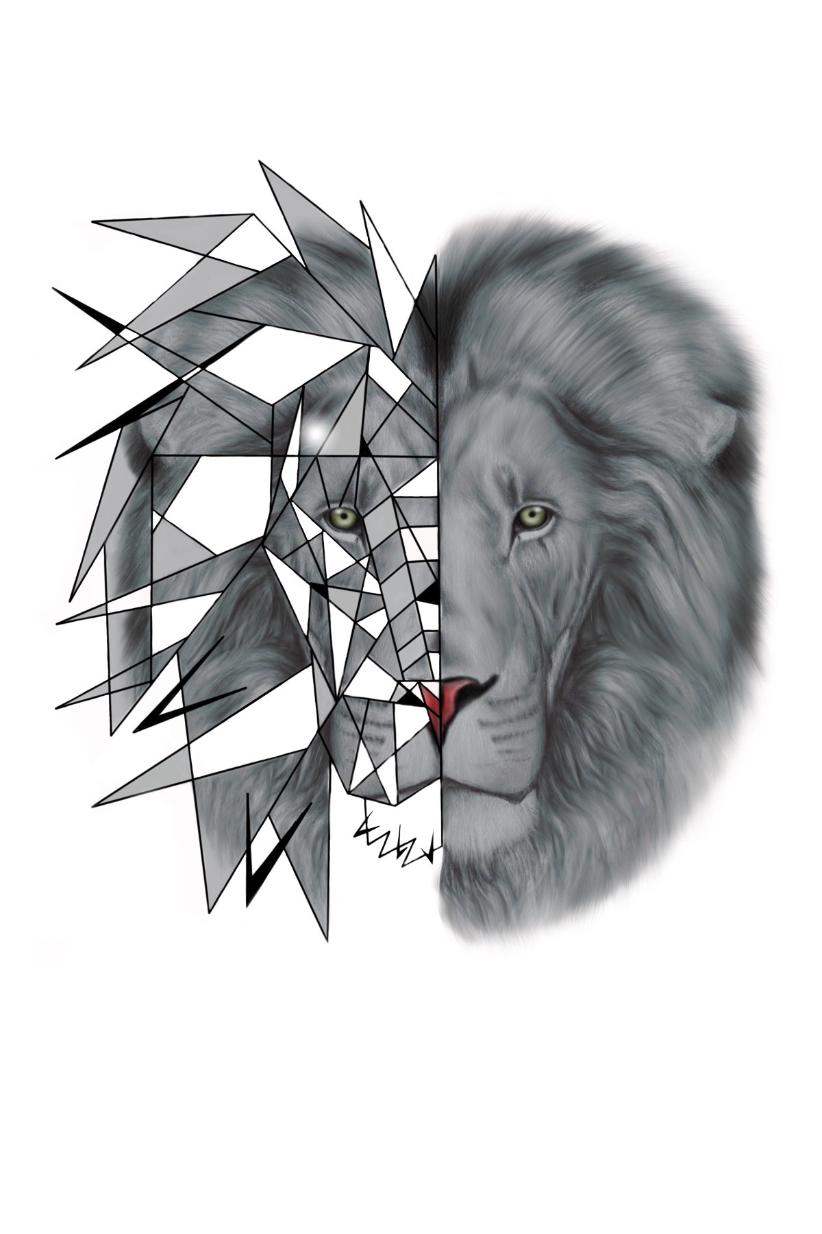 how to draw geometric lion