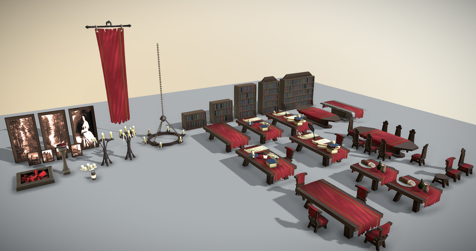 ArtStation - Props LowPoly to Dungeon - Library