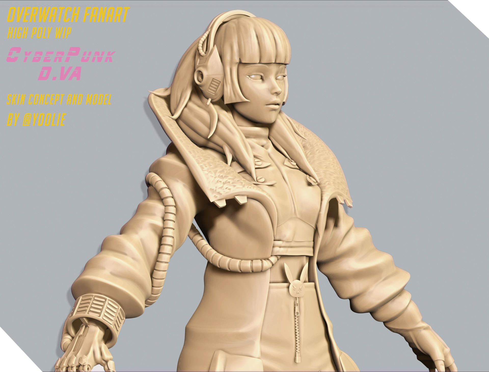 ArtStation - HIGH POLY SCULPT: Overwatch Fanart: CyberPunk D.Va Skin