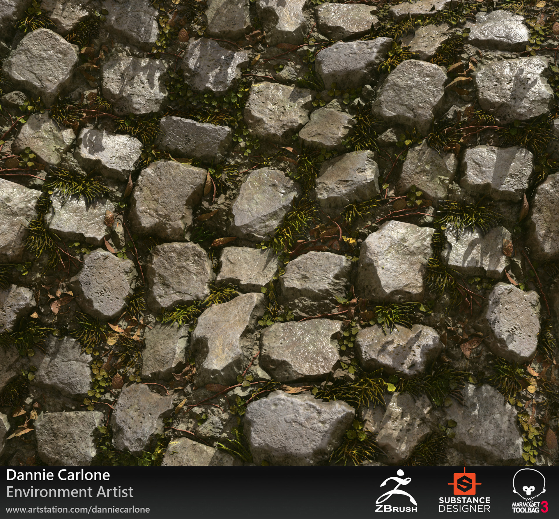 ArtStation - Cobble Ground - Zbrush + Substance Designer