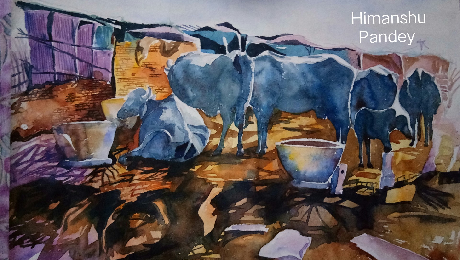 ArtStation - Water colour on paper buffalo tabela. Painting