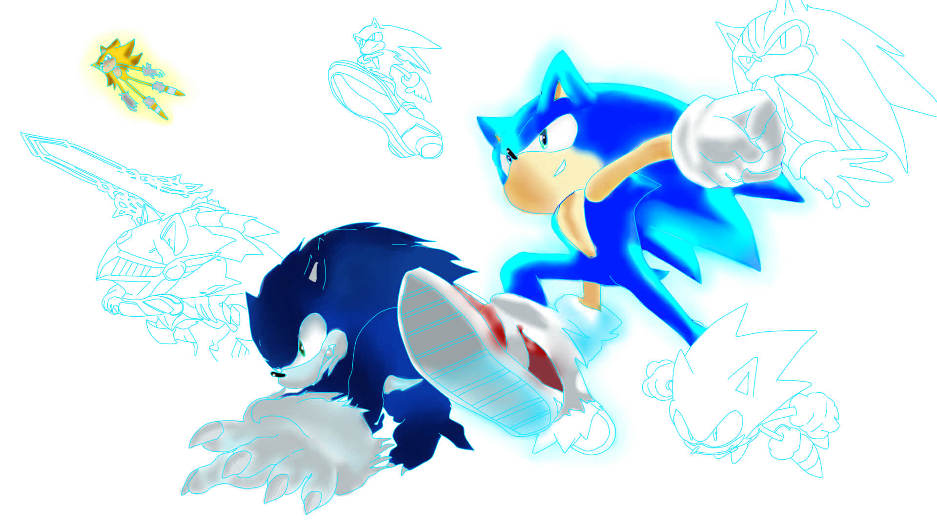 how to draw sonic all forms