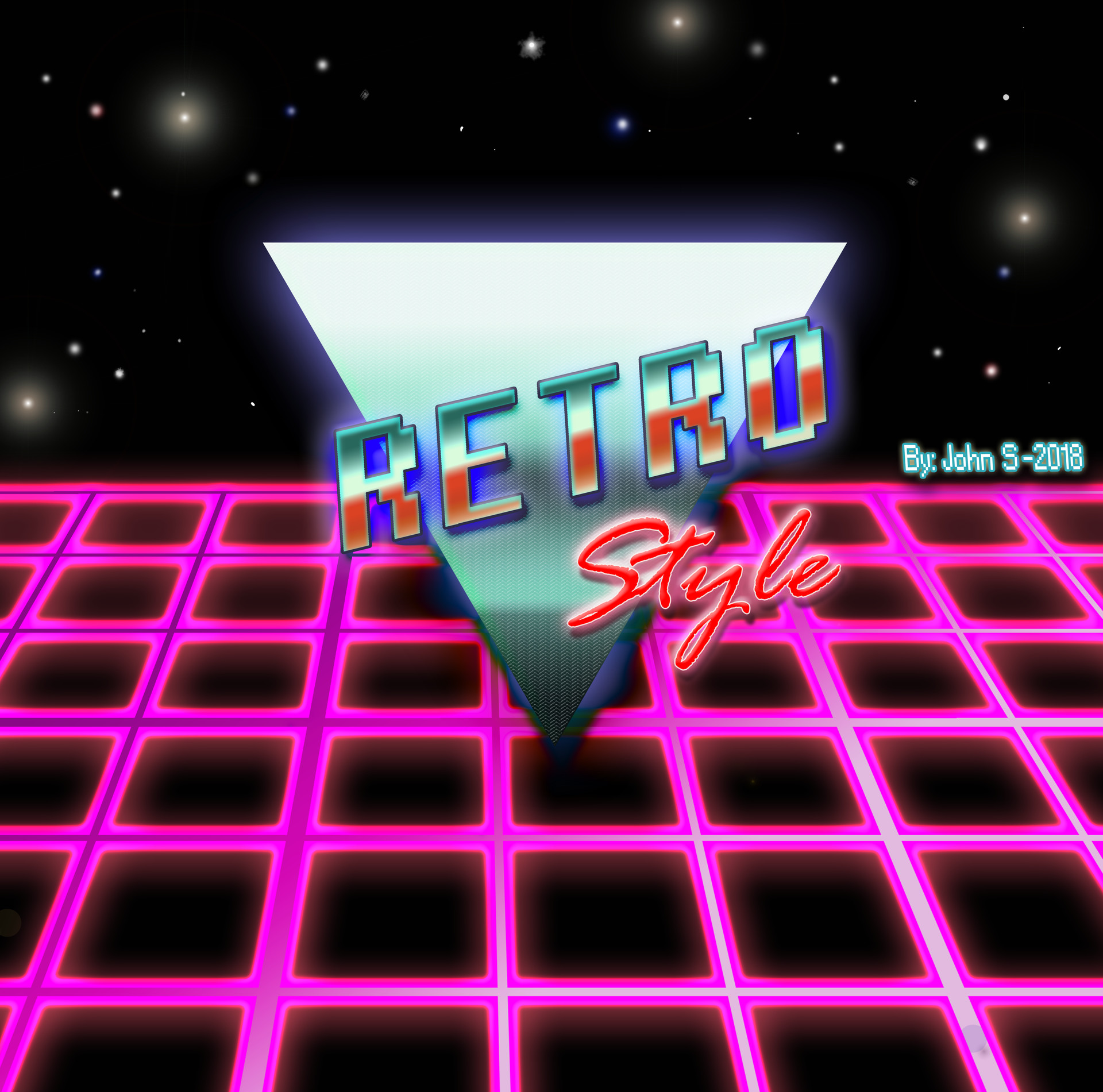 ArtStation - 80s Retro Neon Grid