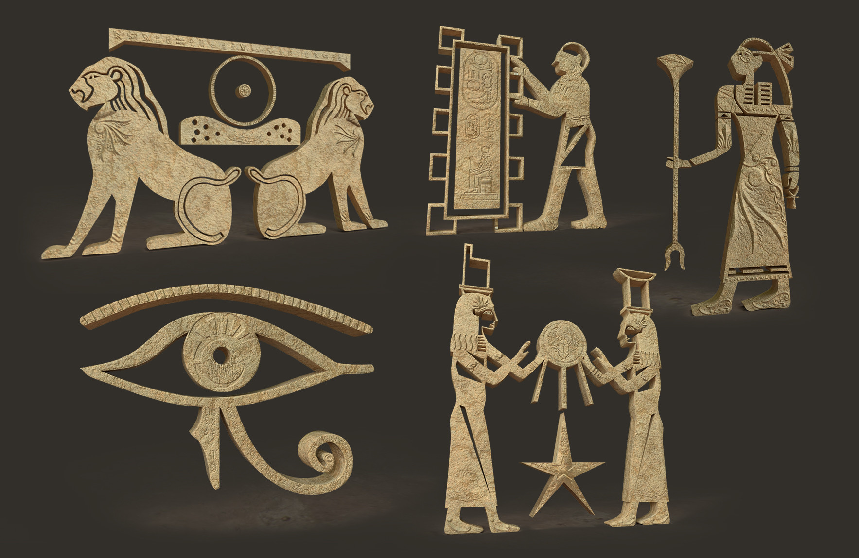 ArtStation - Egypt Glyph Wall Modeling