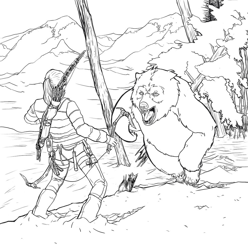 bear hunter coloring pages