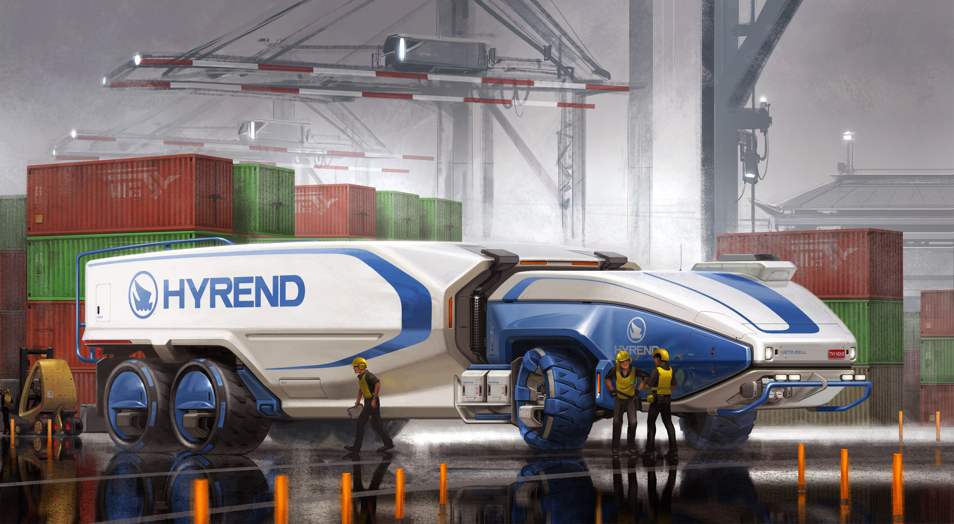 ArtStation - Port of Long Beach, berth 17, cargo rig, 2047.