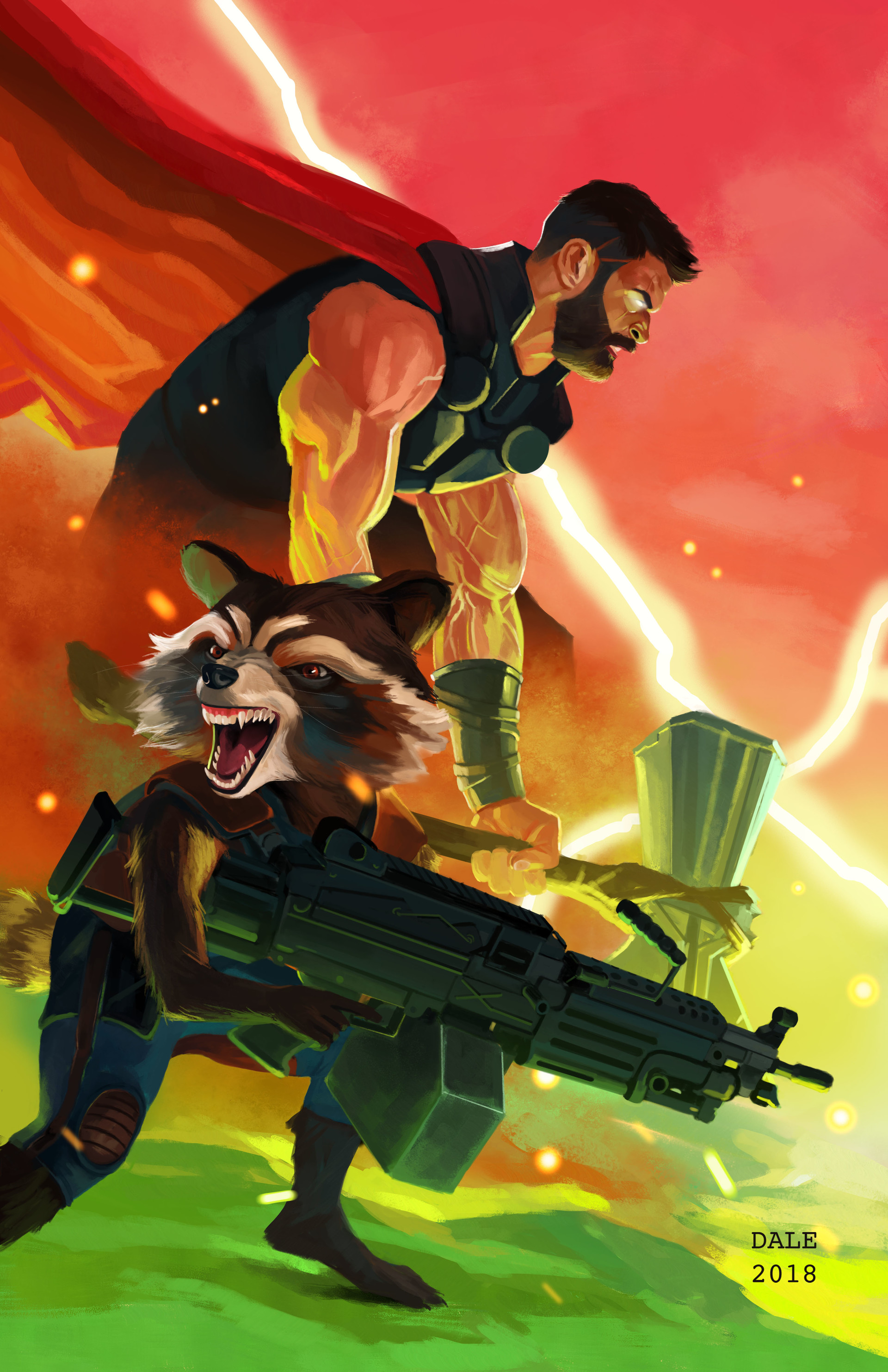 ArtStation - Thor & Rocket Raccoon - Infinity War