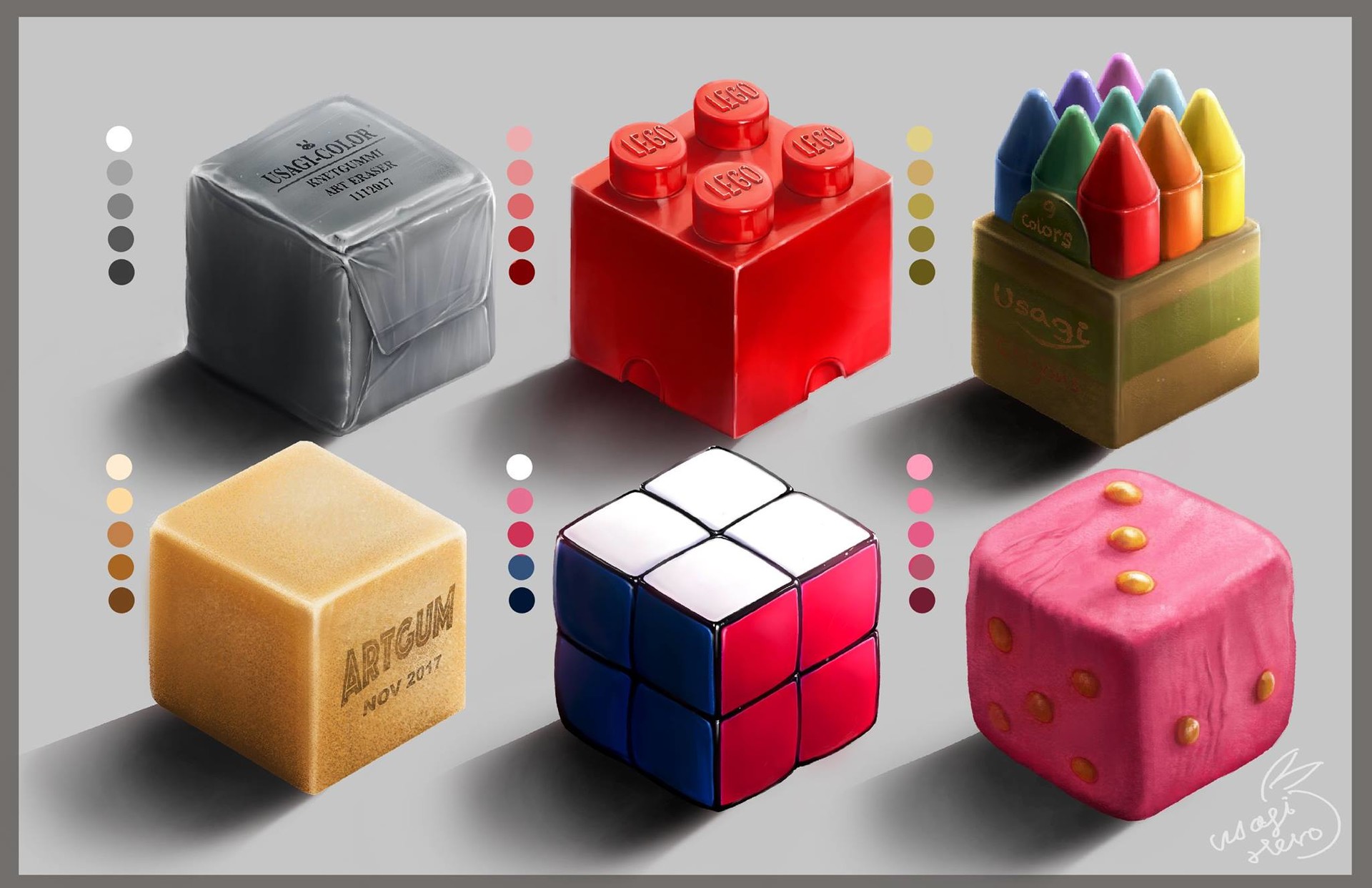 Usagi Christy Lam - Texture Cubes Studies.