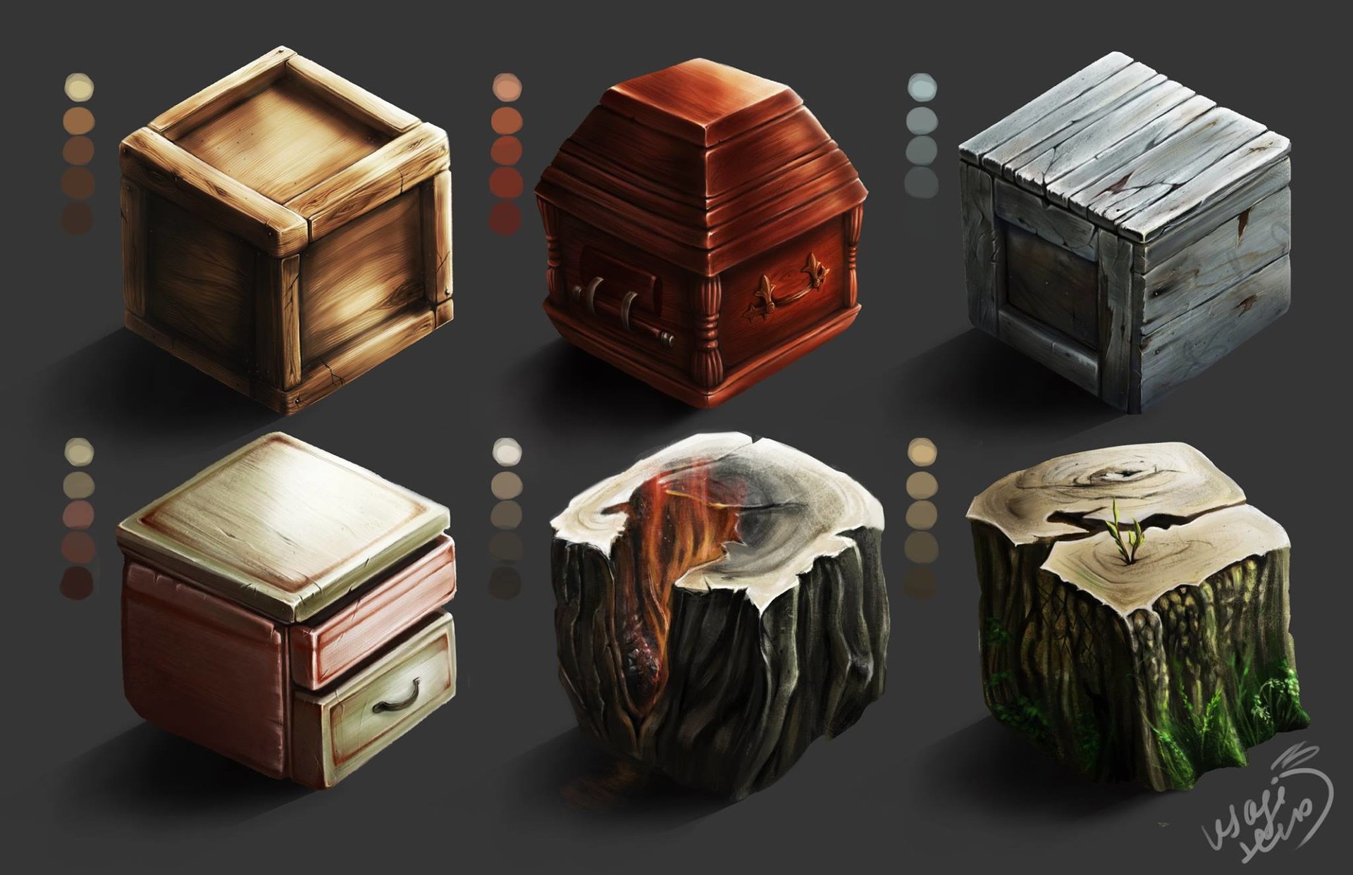 Usagi Christy Lam - Texture Cubes Studies.