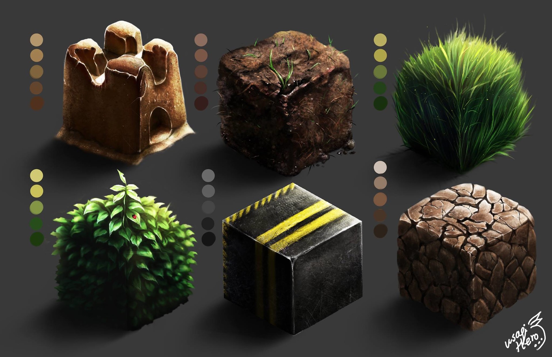 Usagi Christy Lam - Texture Cubes Studies.