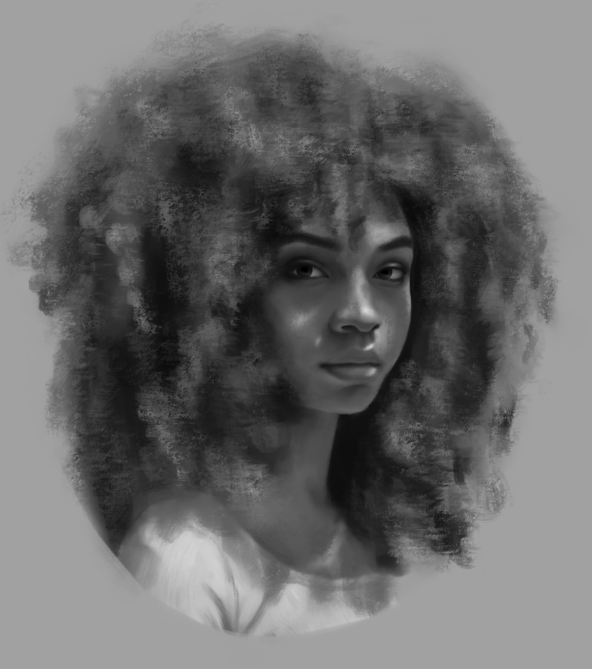 how to draw curly hair in charcoal