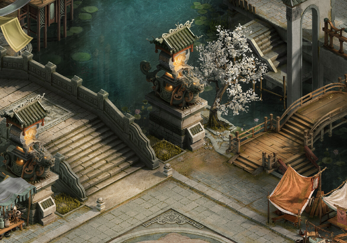 ArtStation - Stone beast Bridge Rivers