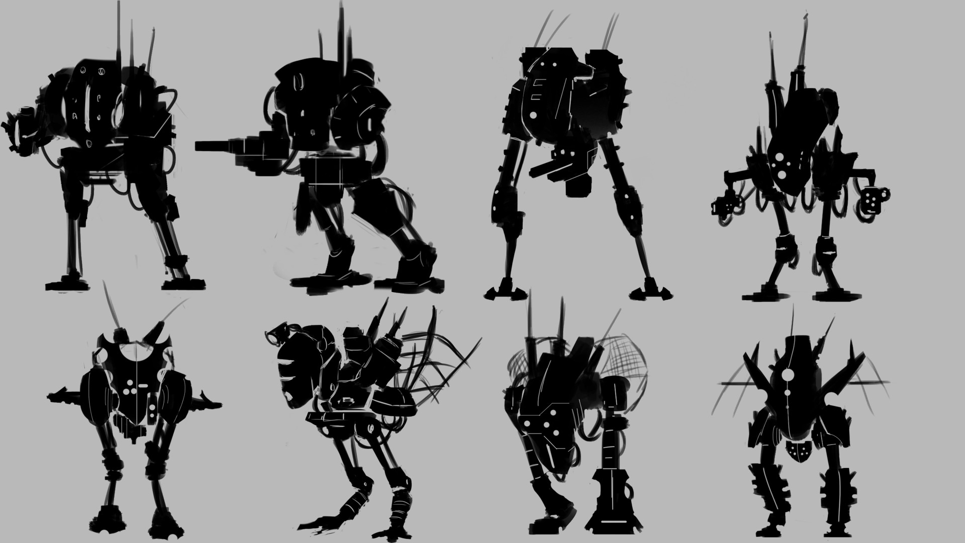 ArtStation - Mech Walkers, siluetts concept
