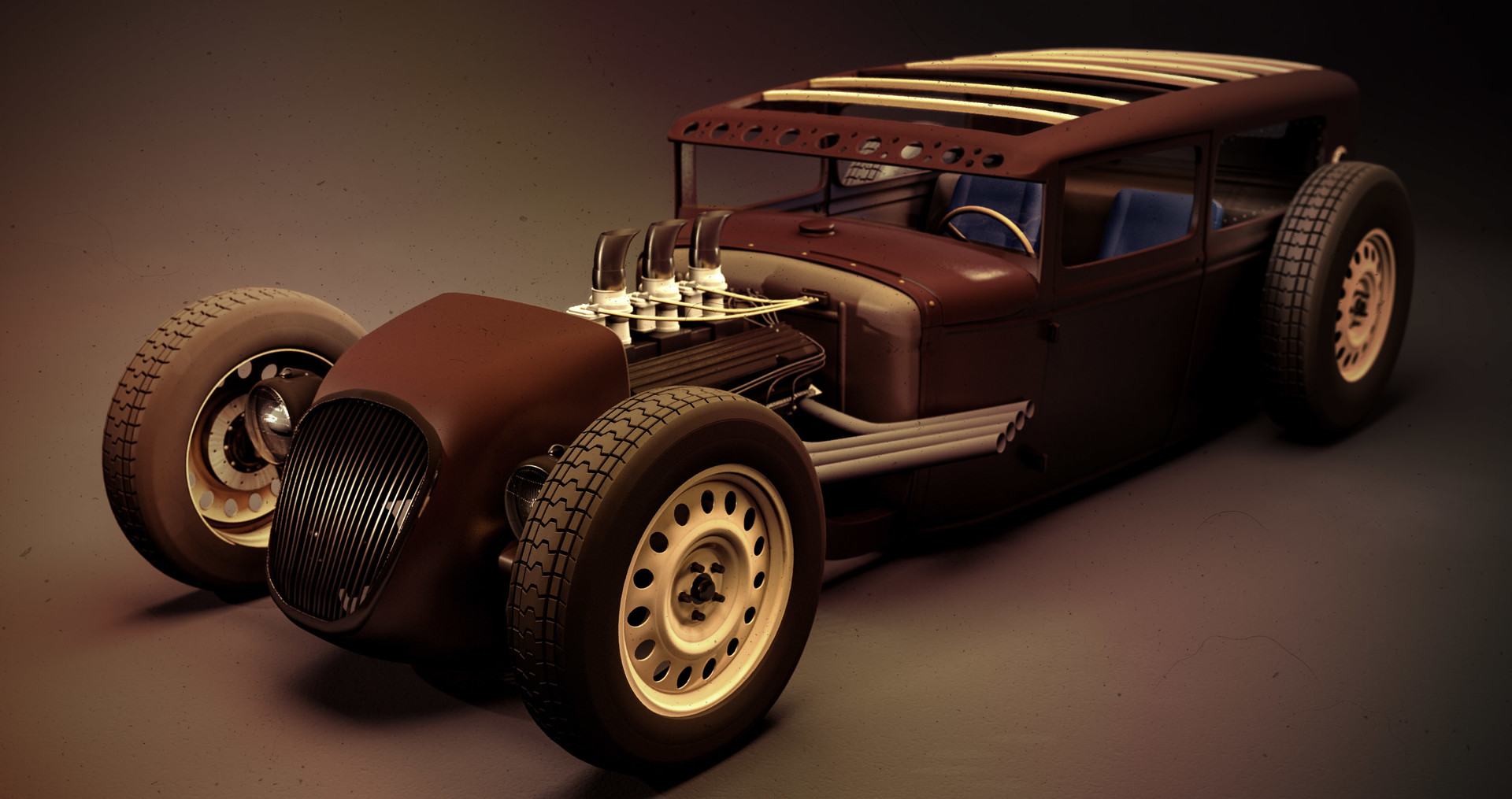 ArtStation - High poly hot rod