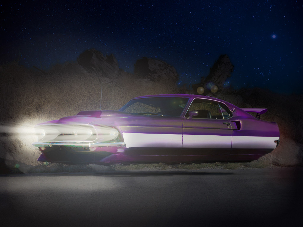 ArtStation - Flying cars project: flying pink chevrolet on night