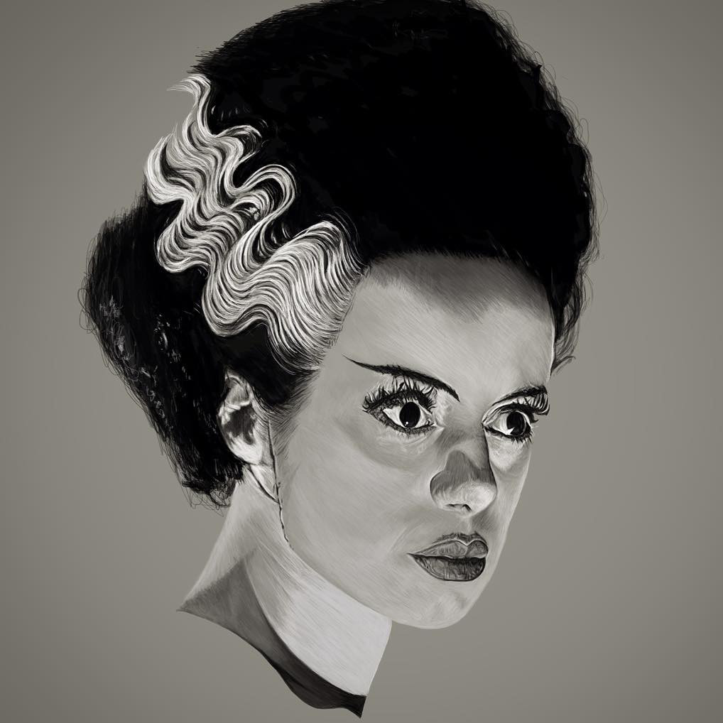 Frankenstein And His Bride Drawing